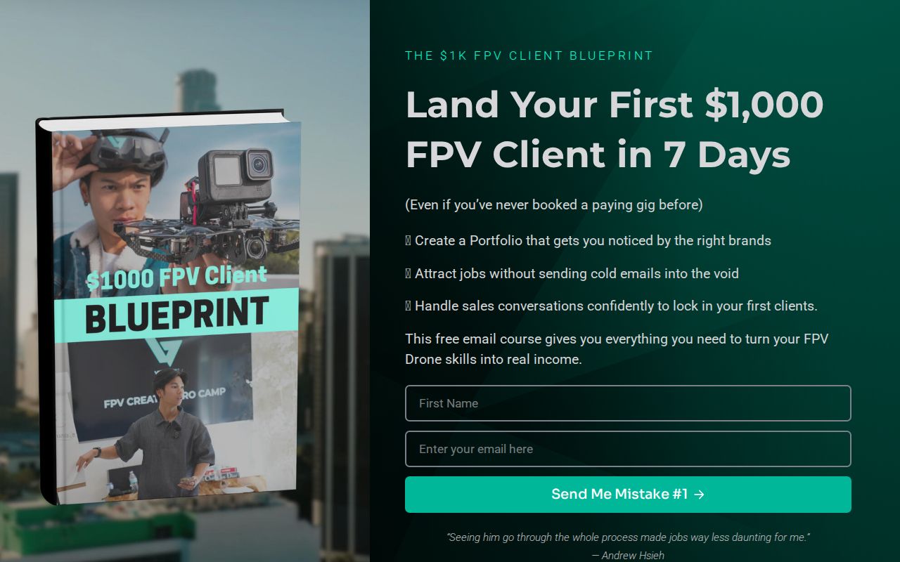 The $1K FPV Client Landing Page